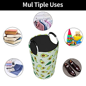 Dujiea 82l X-Large Laundry Basket Tall, Green Cute Avocado Collapsible Laundry Hampers with Aluminium Handles Big Clothes Basket Kids Laundry Bin Round Storage Basket for Dorm Room