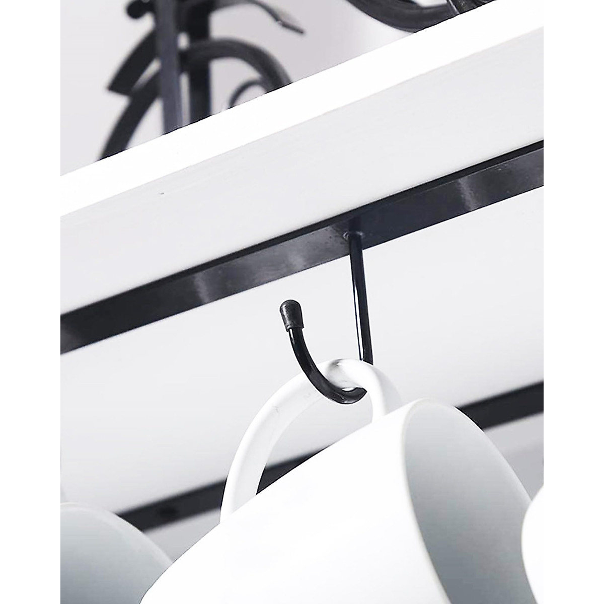 YQBOOM Mug Hanger Under Cabinet 3 Pcs Iron Mug Rack Wall Mounted Coffee Cup Hanging Rack Mug Storage Organizer for Kitchen Dining Bar Bronze