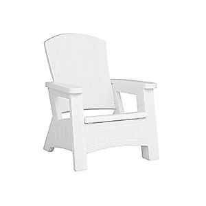 Suncast UV-Resistant Stylish Adirondack Outdoor Backyard Patio Chair with in-Seat Storage, White