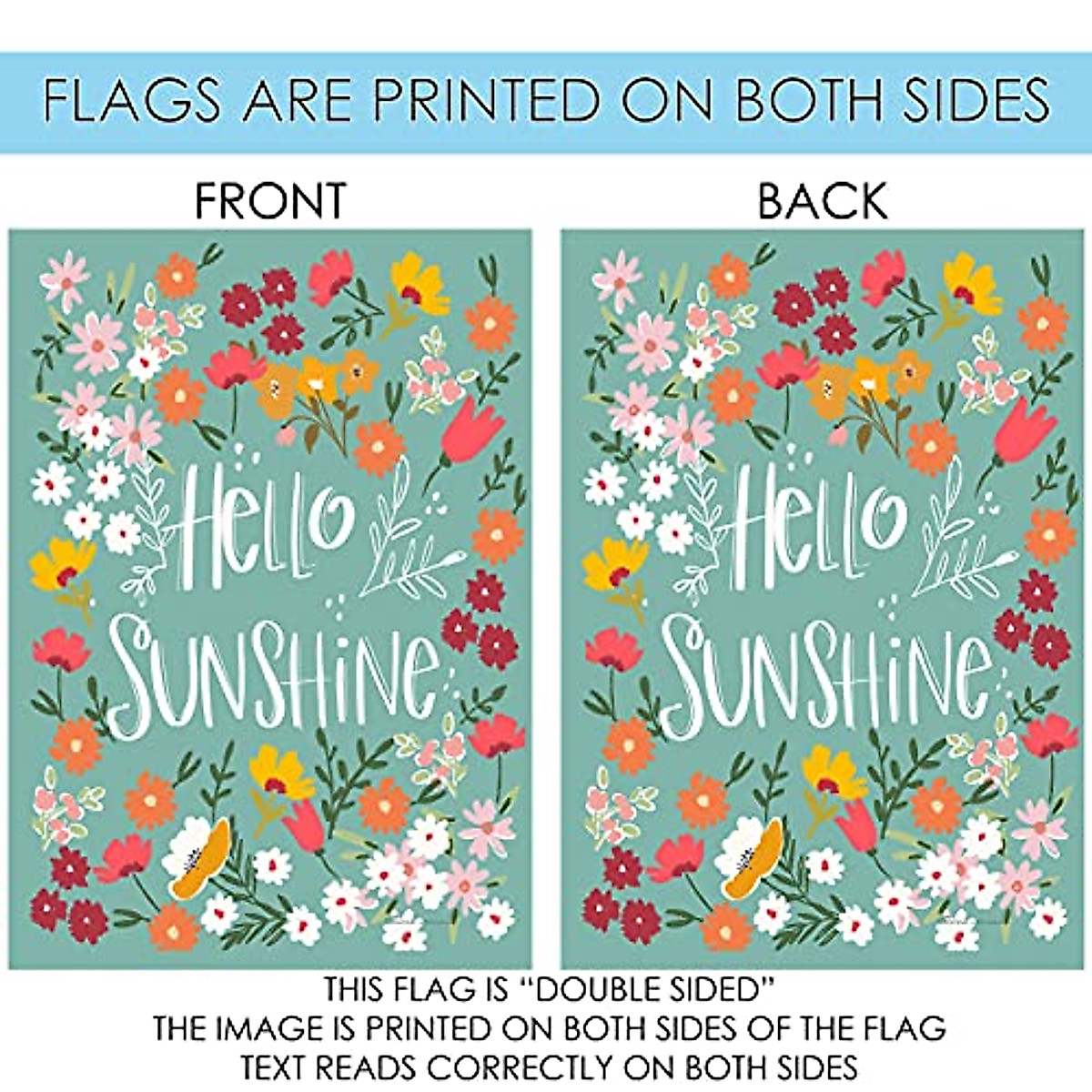 Toland Home Garden 1112560 Hello Sunshine Spring Flag 12x18 Inch Double Sided Spring Garden Flag for Outdoor House Flower Flag Yard Decoration