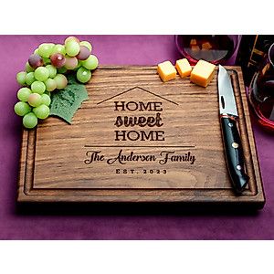 Straga Personalized Cutting Boards | Handmade Wood Engraved Charcuterie | Custom Housewarming, Home Purchase Gift for Homeowners, Real Estate Agents (Home Sweet Home Design No.941)