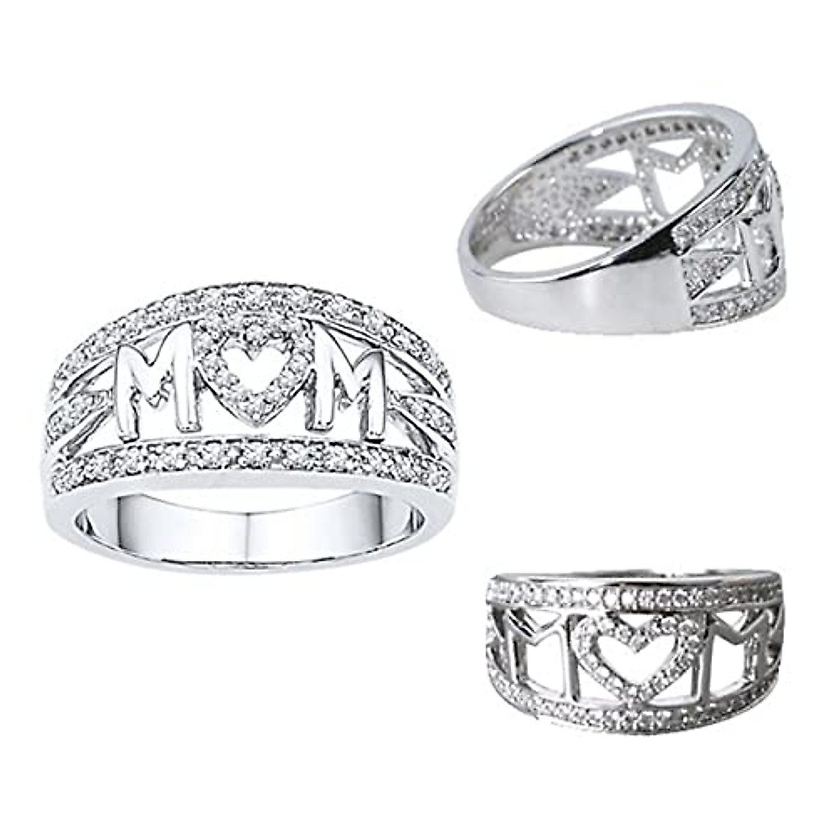 Mother's Day Ring Bridal Zircon Diamond Elegant Engagement Wedding Band Gift New Heart-Shaped Love Ring