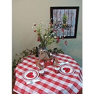 Havercamp Red and White Plaid Table Cover |2 Pack | 54" x 108" | Classic Plaid Collection | Great for Picnic, Barbecue, Cookout, Lumberjack Theme, Playground