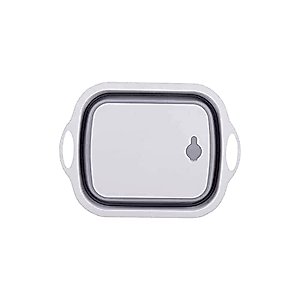 MMOOCO Chopping Board, Washable Drain Water Basket Cutting Board Fruit Vegetable Basket Kitchen Tool Multifunctional Folding Cutting Board Dual Purpose