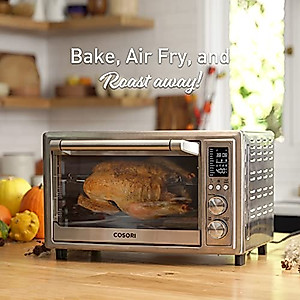 COSORI Air Fryer Toaster Oven, 12-in-1 Convection Oven Countertop with Rotisserie, Stainless Steel 32QT/32L, 6-Slice Toast, 13-inch Pizza,100 Recipes, Basket, Tray(6 Accessories)Included, CO130-AO