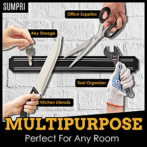 Magnetic Knife Strip for Wall - Extra-Strong Magnet Knife Holder Strip (15 Inch X Set Of 3) - Securely Holds Your Biggest Kitchen Knives - Space-Saving Magnetic Knife Holder For Wall -By SUMPRI