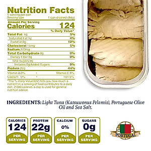 Santo Amaro - Artisanal Wild Tuna Fillets in Virgin Olive Oil, Hand-Packed Canned Tuna from Portugal, Atlantic Natural Tuna, Pole & Line Skipjack Tuna Canned, Low Mercury, 22g Protein Keto, Pack of 12