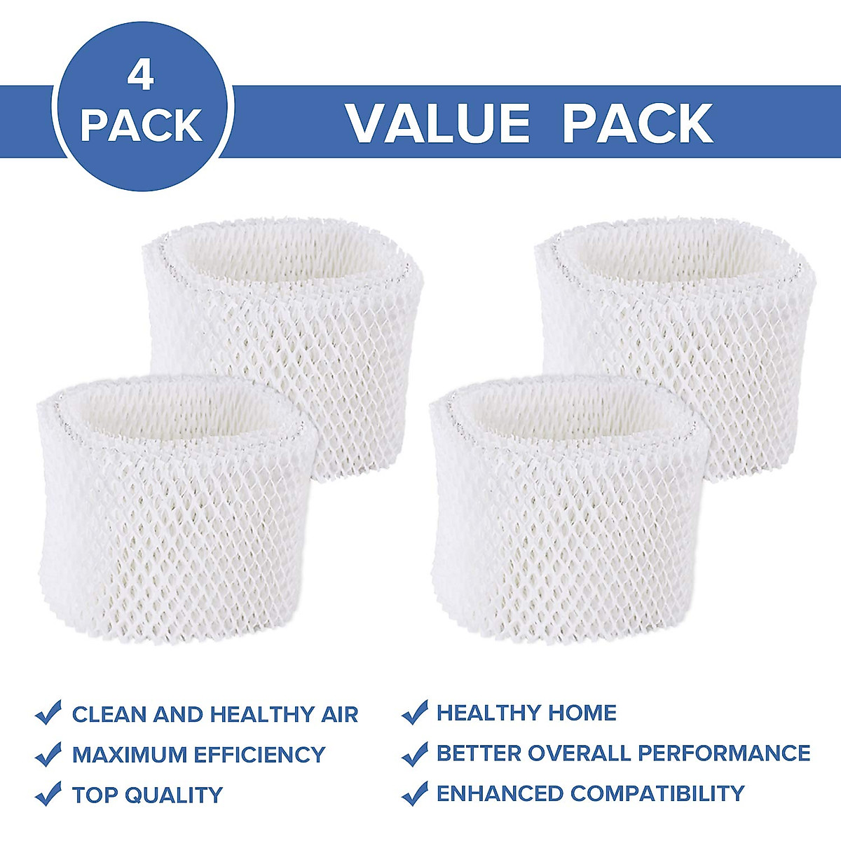 cherliyy 4 Pack WF2 Humidifier Replacement Filters Compatible with/Replacement for Filters Vicks & Kaz 3020, V3100, V3500, V3500N, V3600, V3800, V3850, V3900, ECM-250i, ECM-500, WA-8D