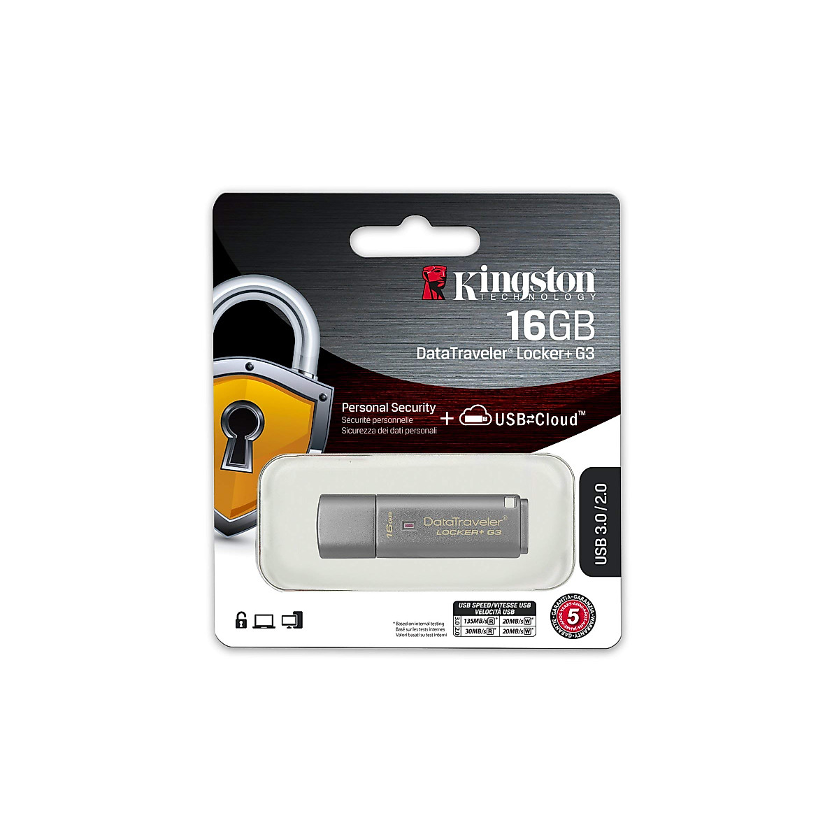 Kingston Digital 16GB Data Traveler Locker + G3, USB 3.0 with Personal Data Security and Automatic Cloud Backup (DTLPG3/16GB)