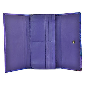 Anna by Anuschka Hand Painted Women’s Genuine Leather Ladies Checkbook Clutch Wallet - Dreamy Peacock