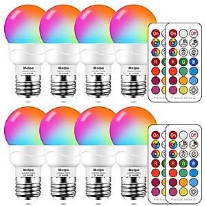 MELPO LED Color Changing Light Bulb with Remote Control, 5W 40W Equivalent, 500LM, 5700K,E26 Dimmable RGB Light Bulbs for Birthday Party/KTV Decoration/Household/Bar/Wedding (Pack of 8)