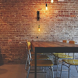 SKIVTGLAMP Industrial Style Handle Adjustable Lamp Wooden Wall Sconce Wall Hanging Plug-in UL Cord Wall Lamp No Drilling, Dimmable Farmhouse Wall Mounted Rectangular Walnut for Restaurant Decor