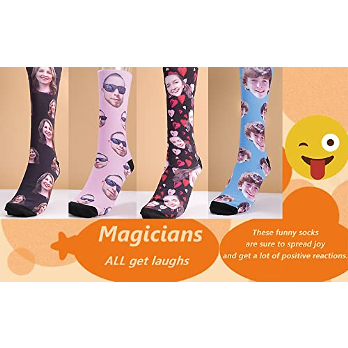 DayOfShe Custom Socks Face Socks for Men Personalized Socks with Picture Dog Socks Novelty Socks for Women Couple