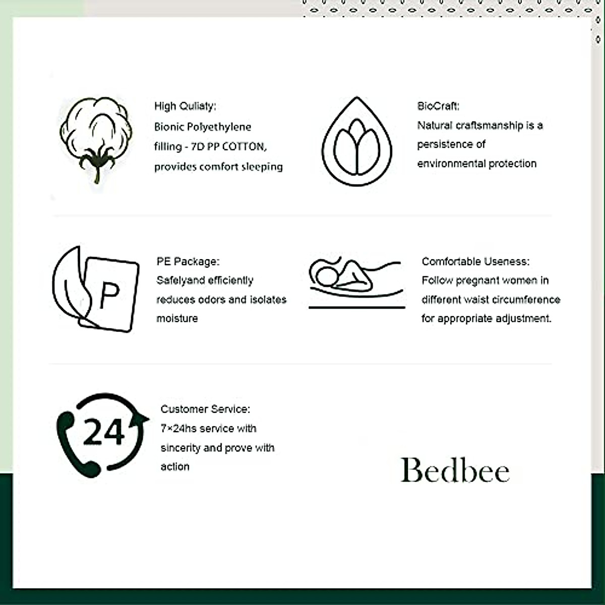 Bedbee Pregnancy Pillow for Sleeping, U Shaped Maternity Pillow with Microfiber Removable Cover, Support Back, Hips, Legs, Belly for Pregnant Women Sleeping