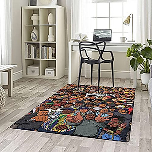 Rappers Hip Hop Music Area Rugs - Rappers Carpet Non-Slip Play Area - Hip Hop Doormat Bedroom Bathroom Living Room Rug Music Washable 3x5 4x6 Rug - Personalized Area Rug Studio Decor Dining Room Music