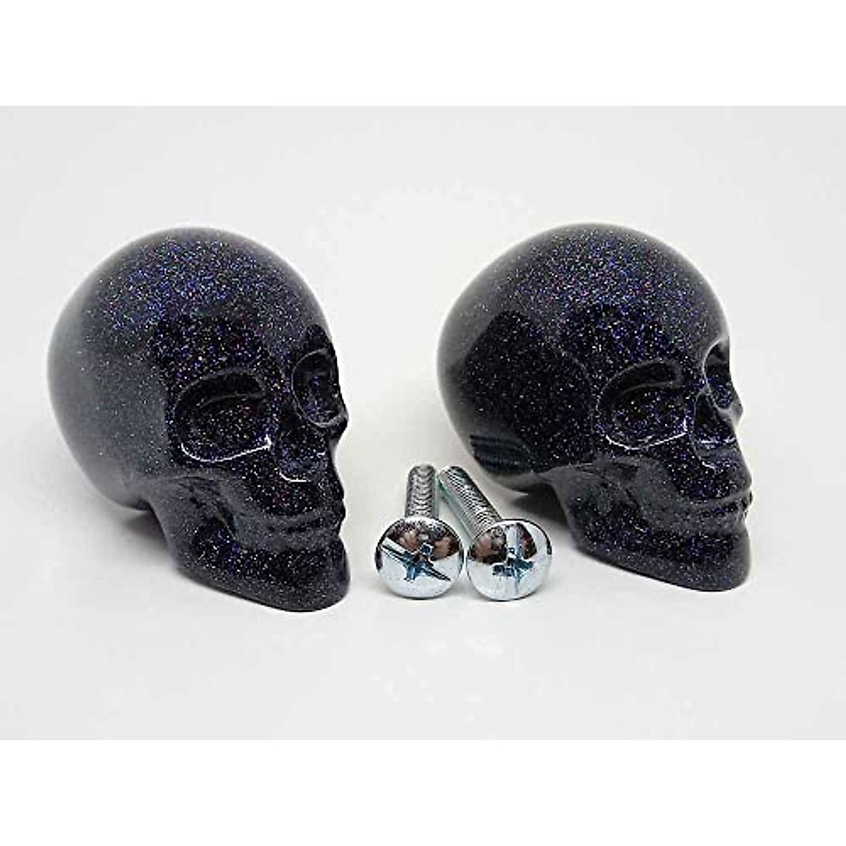 Black Holographic (HOLO) Cabinet Skull Knobs and Pulls (Set of 2)