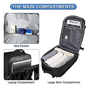 Travel Women Men Carry On Backpack Flight Approved Waterproof Sports Luggage Casual Daypack Small Hiking Backpack Black