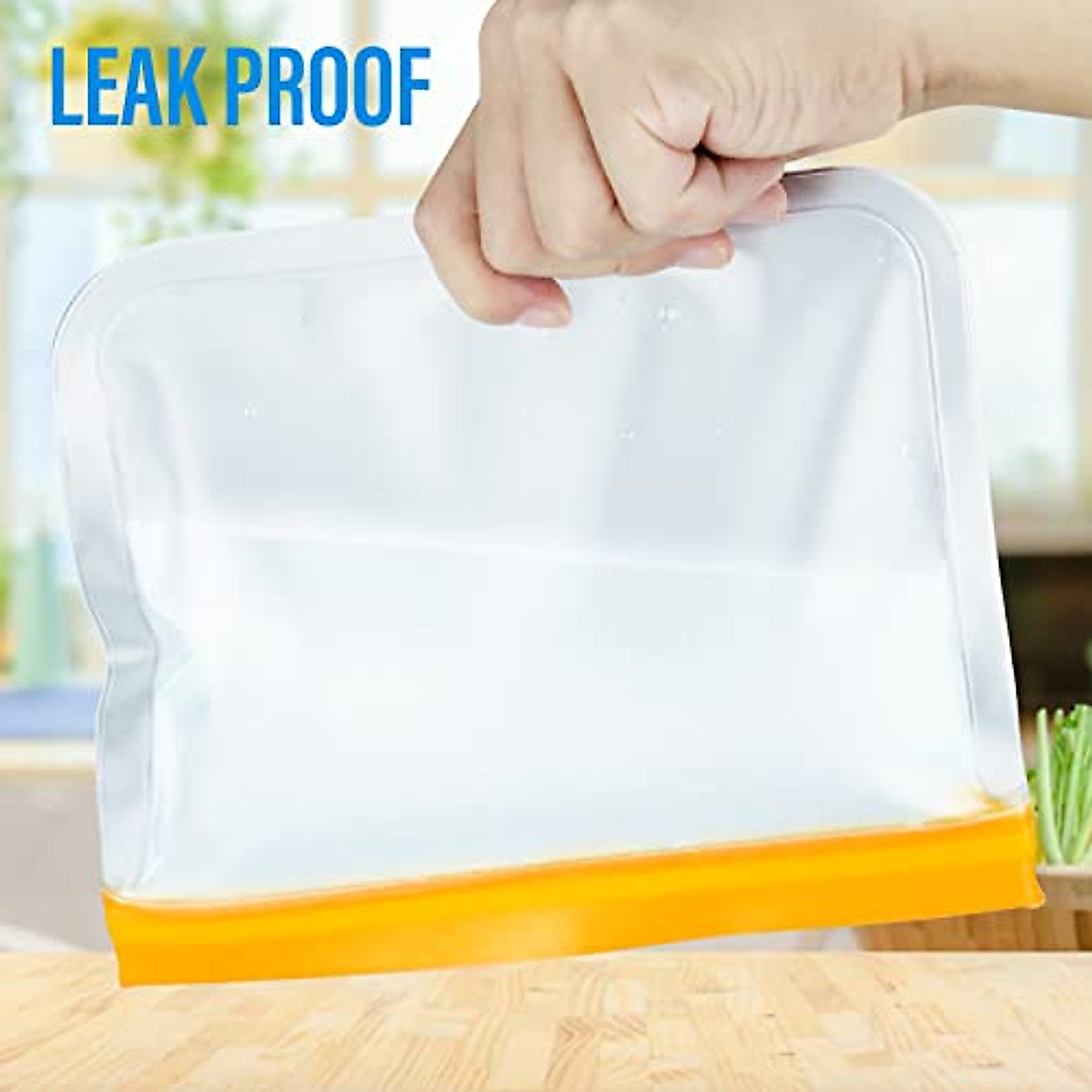 Reusable Food Storage Bags, 6 Pack BPA Free Reusable Freezer Bags Reusable Gallon Bags Sandwich Bags Snack Bags, Extra Thick Leakproof Silicone Lunch Food Bags for Meat Fruits and Vegetables
