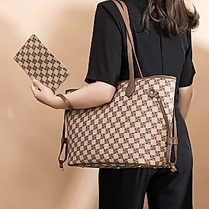 LBiayion Vintage Leather Tote Bag for Women - Women Purses and Handbags, Women Shoulder Bag with Top Zipper Closure