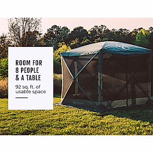 Gazelle GG601GR G6 8-Person 6-Sided Portable Pop-Up Gazebo with Mesh Wind Panels, Carry Bag, and Stakes, Alpine Green