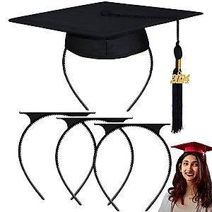XIDIAK Graduation Cap Headband, 4 Pack Cap Inserts to Secure Your Hairstyle, Upgrade for Inside Grad Hat (Not Including the Hat)