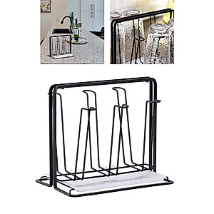 Cup Drying Rack, Glass Bottle Mug Cup Holder Metal Dish Drainer Drying Rack Mugs Storage Rack Countertop Drainer Coffee Bottles Stand with Drip Tray for 6 Cups