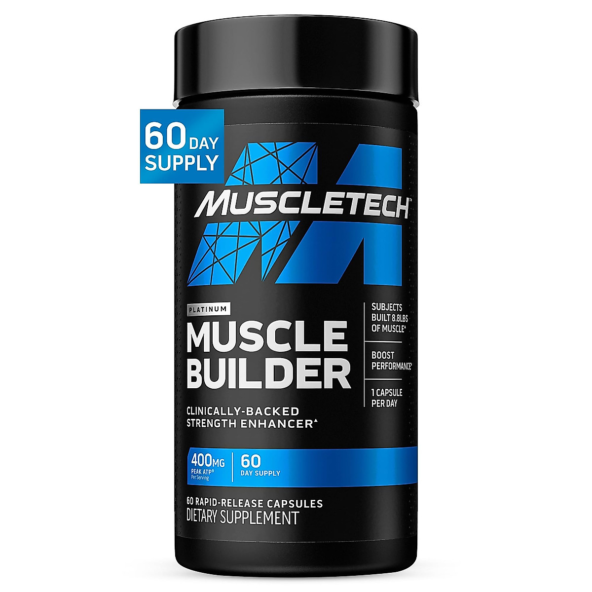 Muscletech Nitric Oxide Supplements for Men & Women, Muscle Builder (60 Capsules) - Nitric Oxide Booster Supplement Supports Muscle Gain & Performance - 400mg Peak ATP for Enhanced Strength