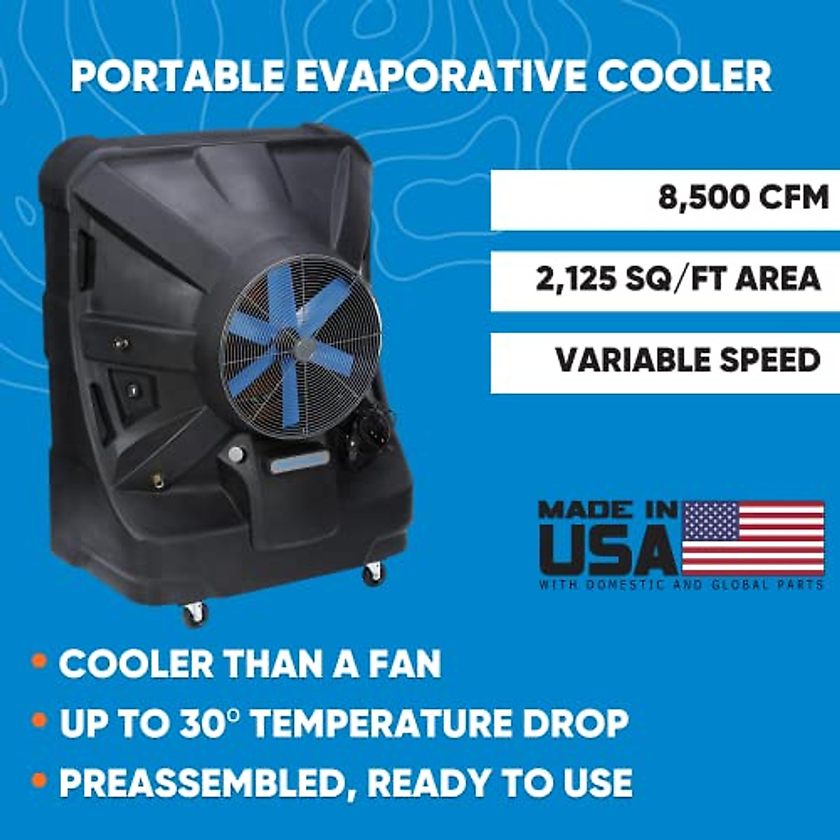 Portacool PACJS2501A1 Jetstream 250 Portable Evaporative Cooler, Black