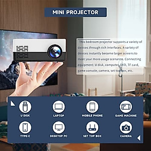 Mini Portable Projector, 1920x1080P, 800:1 LED Mini Projector with 30000H Lamp Life and HDR High Dynamic Technology, Movie Projector for U Disk, Computer, DVD, etc.(US-Plug)