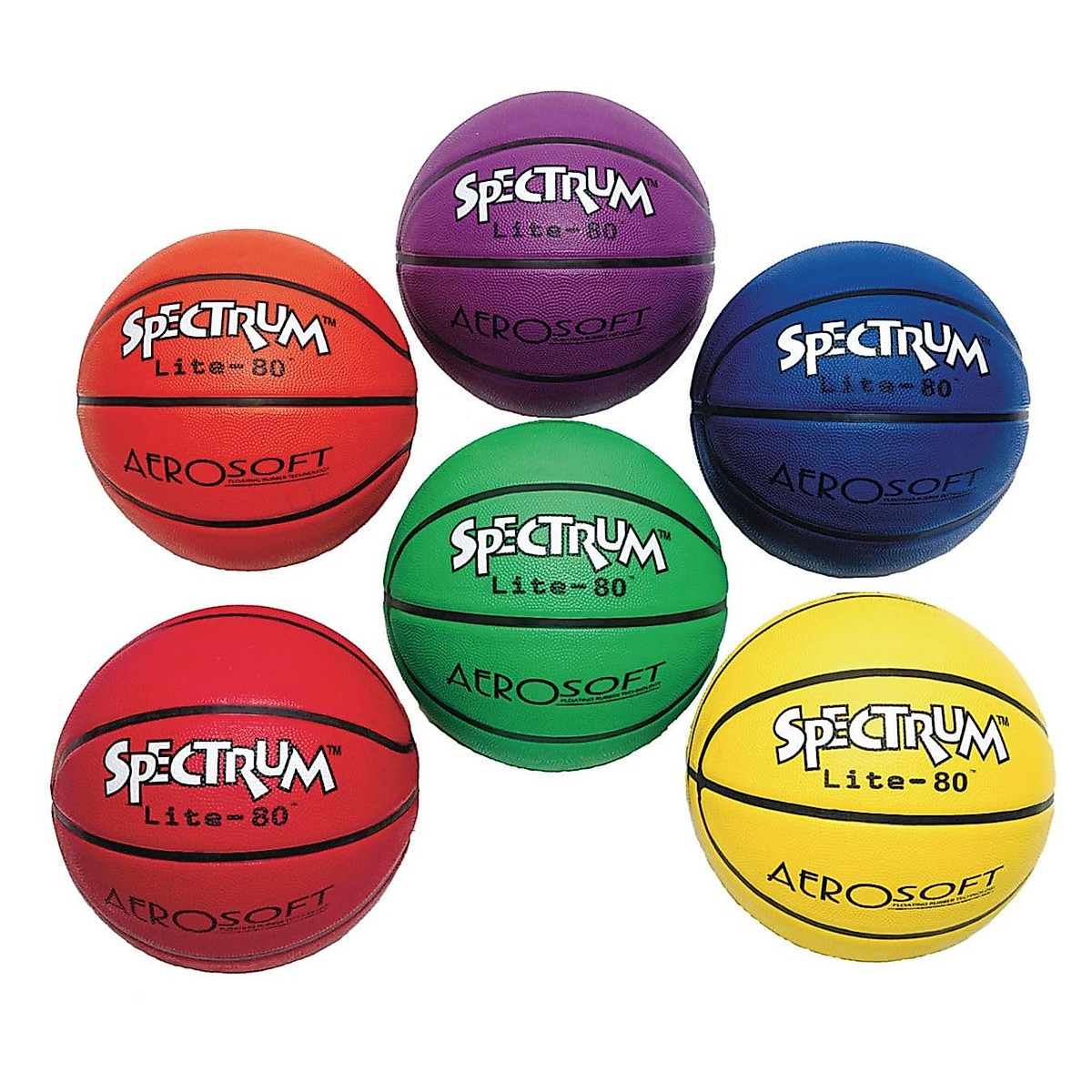 S&S Worldwide Spectrum™ Lite-80™ Rubber Basketball, Intermediate (Pack of 6)