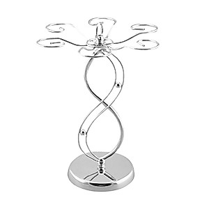 CALIDAKA Countertop Wine Glass Holder Stemware Rack Freestanding Tabletop Stemware Storage Rack with 6 Hooks(Silver)