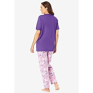 Dreams & Co. Women's Plus Size Graphic Tee PJ Set - 2X, Waterfall Paisley