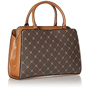 NINE WEST Endora Satchel, Brown Logo/TAN