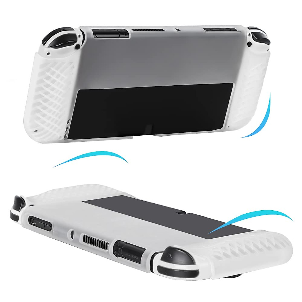 findway Switch OLED Case Compatible with Switch Cover Case Accessories Soft TPU Crystal Clear Transparent Shock Absorption Technology Bumper Protective for Switch OLED Model