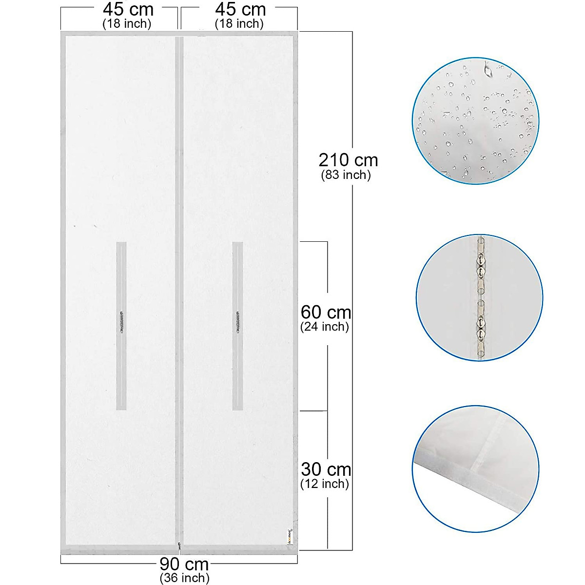 HOOMEE 36x83 Inch Zipper Screen Door Seal for Portable Air Conditioner and Tumble Dryer– Works with Every Mobile Air Conditioning-Air Exchange Guards with Zip and Adhesive Faster