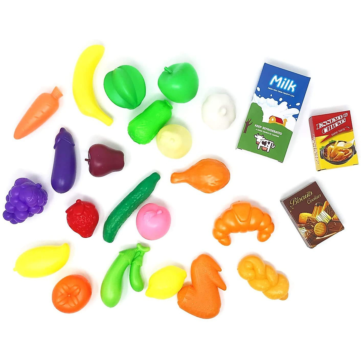 The New York Doll Collection Toy Shopping Cart for Kids and Toddler - Includes Food - Folds for Easy Storage - with Sturdy Metal Frame (Red)