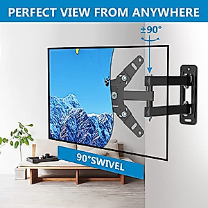 JUSTSTONE Full Motion TV Wall Mount Bracket for 13-45 Inches LED, Plasma Flat Screen Curved TVs, TV Mount with Articulating Arms Swivels Tilt Extension, VESA 200x200mm and Loading Capacity 55 lbs