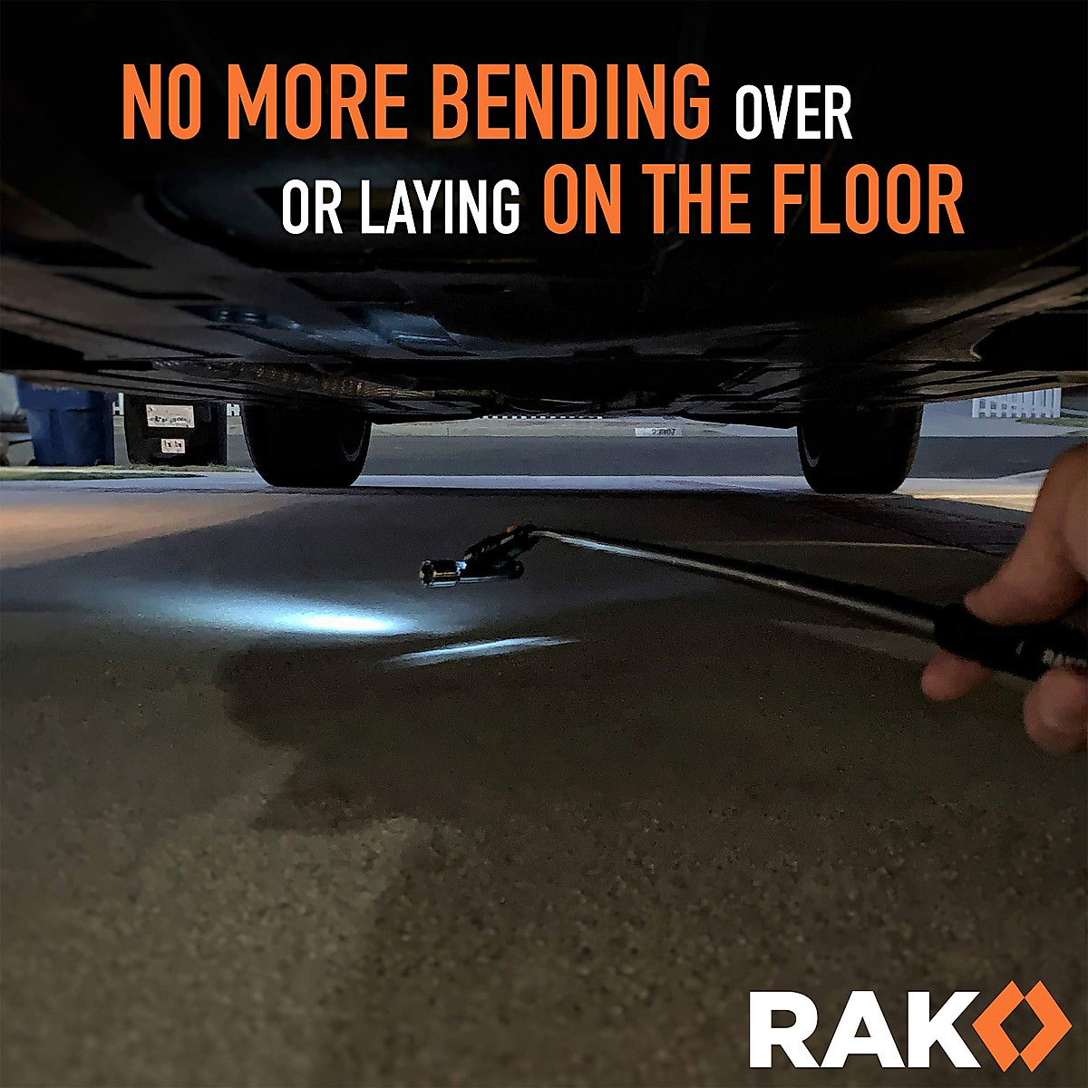 RAK Telescoping Magnetic Pickup Tool - Extendable Magnetic Flashlight - HVAC Tools Gifts for Men - Long LED Magnet Stick Tool for Mechanic, Tech, Handyman - Birthday Gifts for Dad