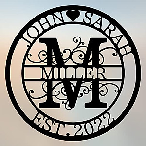 Personalized Last Name Metal Signs - Custom Metal Signs - Split Letter Monogram Sign - Family Name Sign- Metal Wall Art - Outdoor Metal Sign - Housewarming Gift for Couple - Personalized Anniversary Wedding Gift