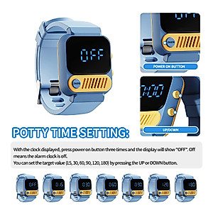 Potty Training Timer Watch for Boys and Girls,Kids Training Toilet Timer Watch,Waterproof,Rechargeable,Music Tones,Automatic Timers Plays Music,Alarm,Baby and Toddler Potty Train Toilet Time Aid,Blue