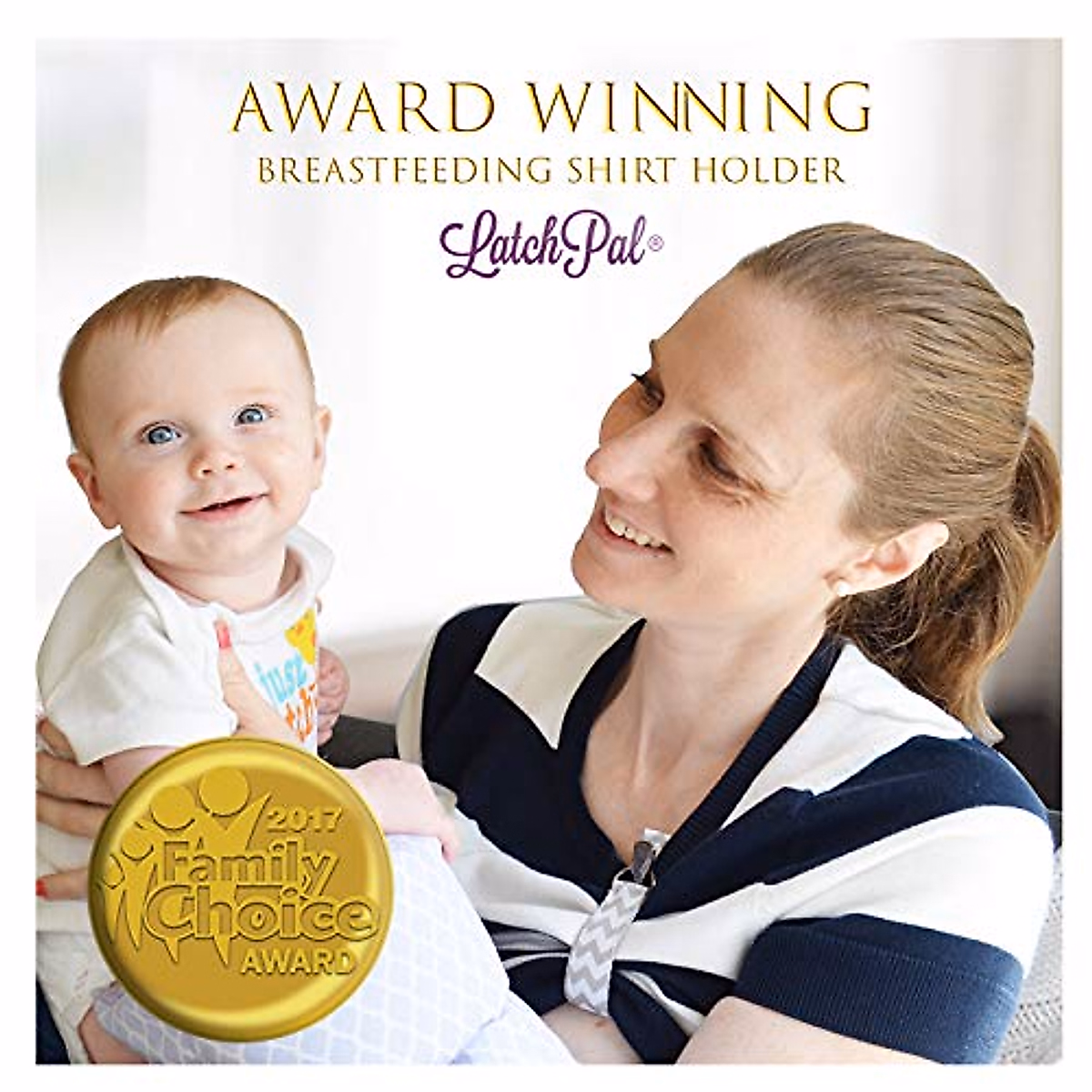 LatchPal Hands-Free Nursing Clip - Holds up Clothing to Make Breastfeeding and Pumping Easier, an Ideal Nursing Cover Accessory, Gray Chevron Pattern