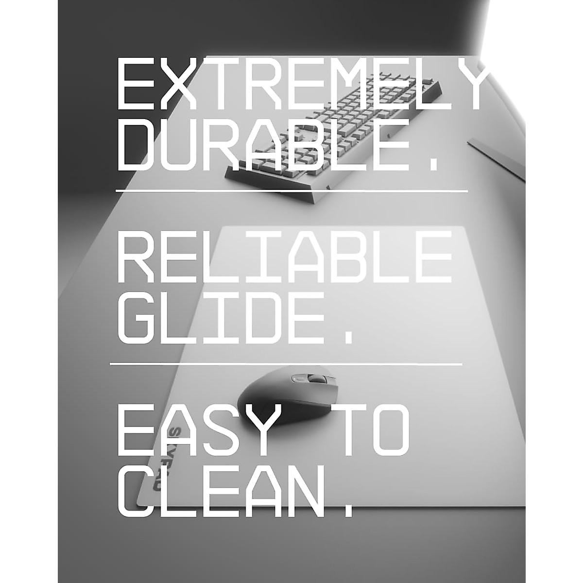 SkyPAD Glass 3.0 XL Gaming Mouse Pad with Text Logo | Professional Large Mouse Mat | 400 x 500 mm | White | Special Glass Surface with Improved Precision and Speed