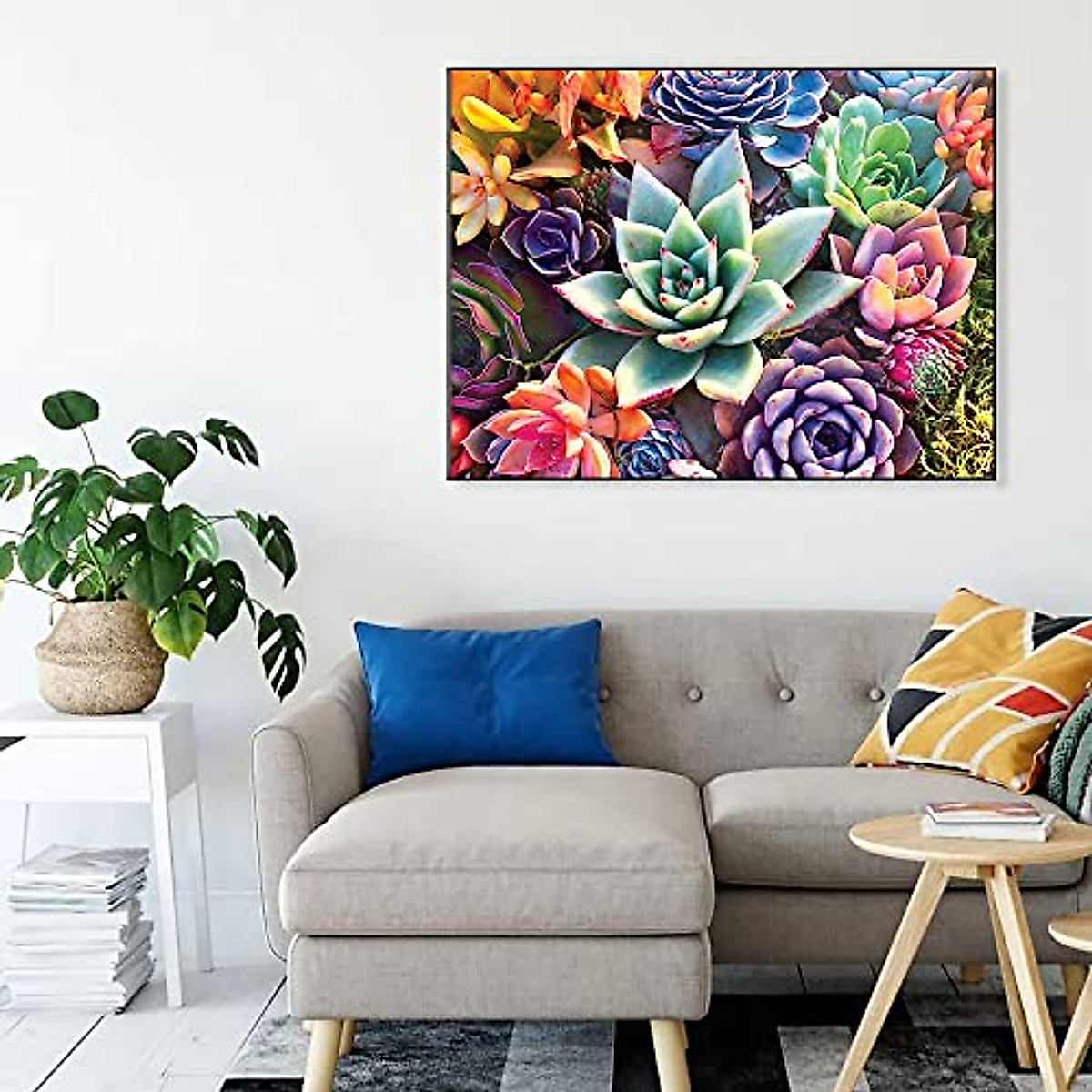 Succulent Diamond Painting Kits for Adults - 5D Diamond Art Kits for Adults Kids Beginner,DIY Flowers Full Drill Paintings with Diamonds Gem Art for Adults Home Wall Decor 11.8x15.7inch