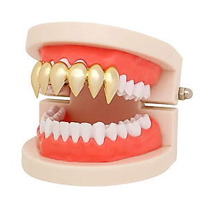 18K Gold Silver Plated Hip Hop Top Vampire Fangs Teeth Grillz