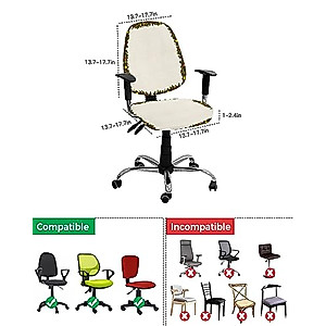 Stretch Printed Computer Office Chair Covers,Merry Christmas Tree Evergreen Trees Candy Cane Pine Cone Split Protective Desk Rotating Chair Slipcovers, Removable Spandex Chair Protector Cover