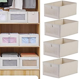 CHANYEEKIT Linen Storage Bins Wardrobe Storage Baskets Shelf Organizer Containers for Organizing Clothing, Jeans, Toys, Books, Shelves, Closet Organizers