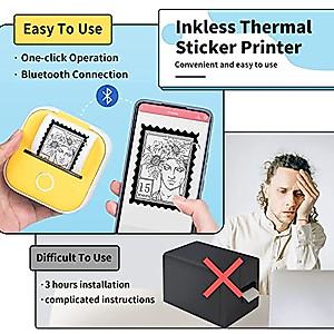 T02 Mini Printer Sticker Maker - Portable Pocket Thermal Instant Photo Printer - T02 Sticker Maker Machine Mini Printer, Wireless Receipt Label Maker Printer for Sticky Scrapbook, Label
