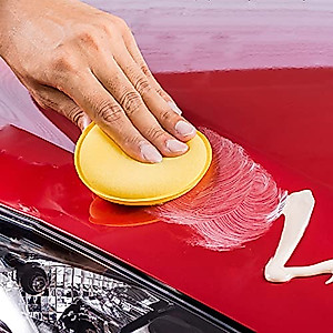 Fasmov 36 Pack 4" Foam Applicator Pads, Super Soft Car Cleaning Yellow Round Car Foam Sponge Foam Applicator Pad Washing Foam Sponge Cleaning Tool for Car Microfiber Sponge