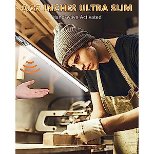 Under Counter Lights for Kitchen, Plug in Under Cabinet Light with Memory Function, LED Closet Light with 3 Colors 2800/4000/6500k, Super Slim Stepless Dimmable Workbench Light (16 Inches)