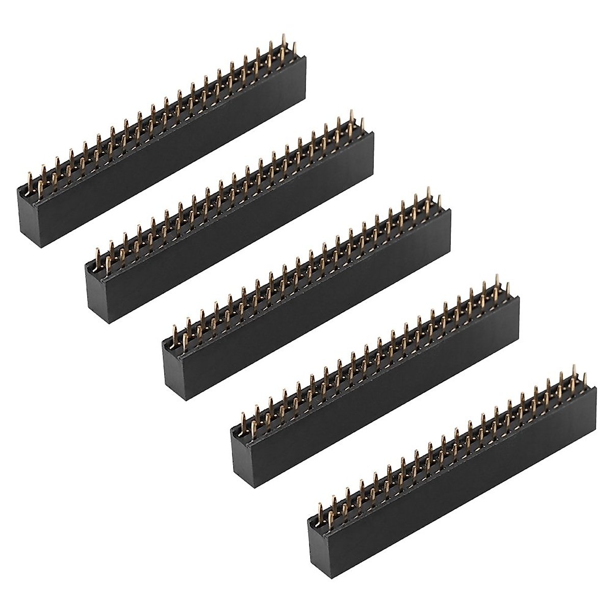 5Pcs Female Pin Headers, 2x20 Pins 2.54m Dual Row Short Pin Headers Connector, PCB Board Pin Header Strip for Raspberry Pi